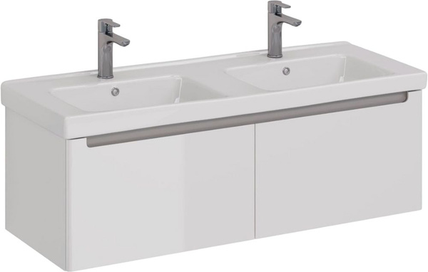 Тумба с раковиной Lemark Buno mini 125 подвесная, двойная, 125, 5 см, с ящиками, белая ...