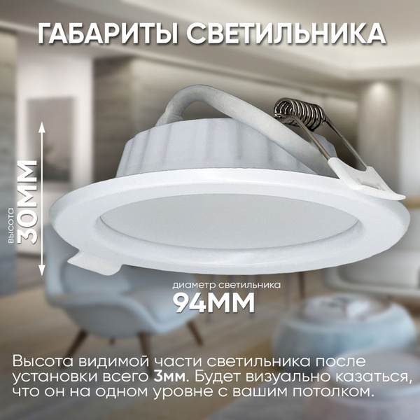 Встраиваемая светодиодная панель потолочная 7W купить на OZON по низкой ...