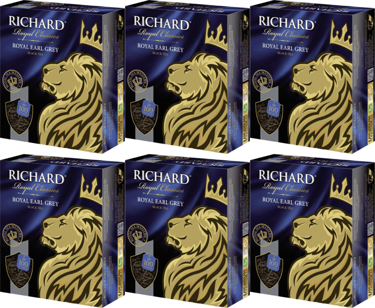 Чай черный Richard Royal Earl Grey ароматизированный в пакетиках 2 г х ...