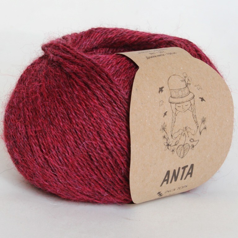 Пряжа Anta Inca Tops цвет 807 винный, 5шт*(150м/50г), 100% альпака ...