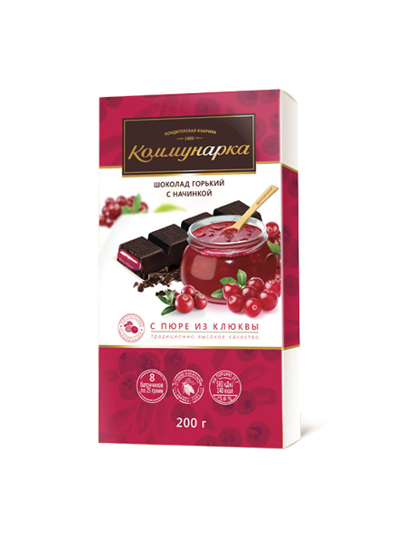 Шоколад горький с пюре из клюквы, КФ Коммунарка 200г/3 штуки - купить с ...