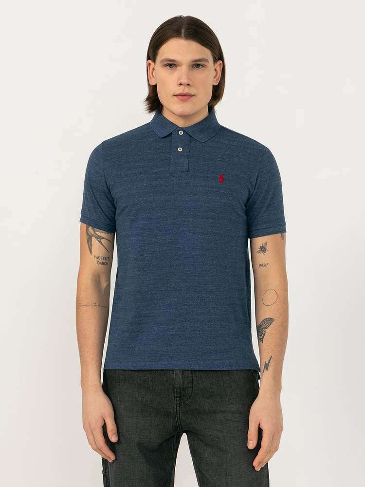 Поло Polo Ralph Lauren, размер 56, цвет серый, синий, 100% хлопок ...