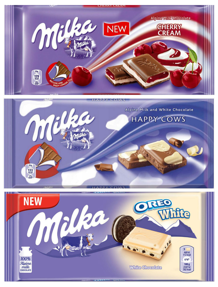 Шоколад Milka Cherry Cream + Happy Cow + Oreo White (3 шт) — купить в ...