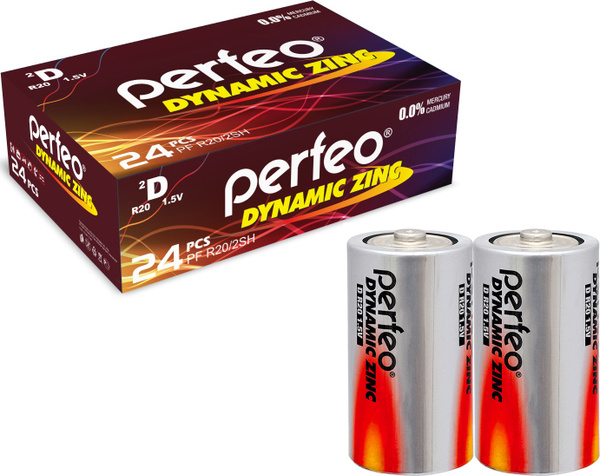 Батарейки Perfeo R20 D Dynamic Zinc солевые, 24шт(12x2шт), 1.5V - купить с доставкой по выгодным ...