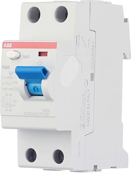 Выключатель дифференциального тока ABB F202 AC-63/0,1 2-х полюсное тип AC 63A 100mA 2 модуля ...