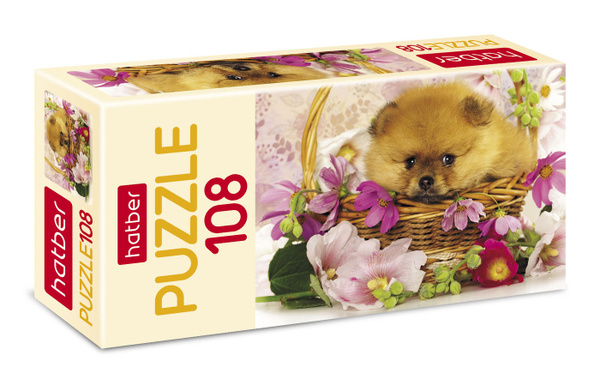 Пазл Hatber 108 элементов 300х210мм "Щенок в корзинке" - купить с доставкой по выгодным ценам в ...