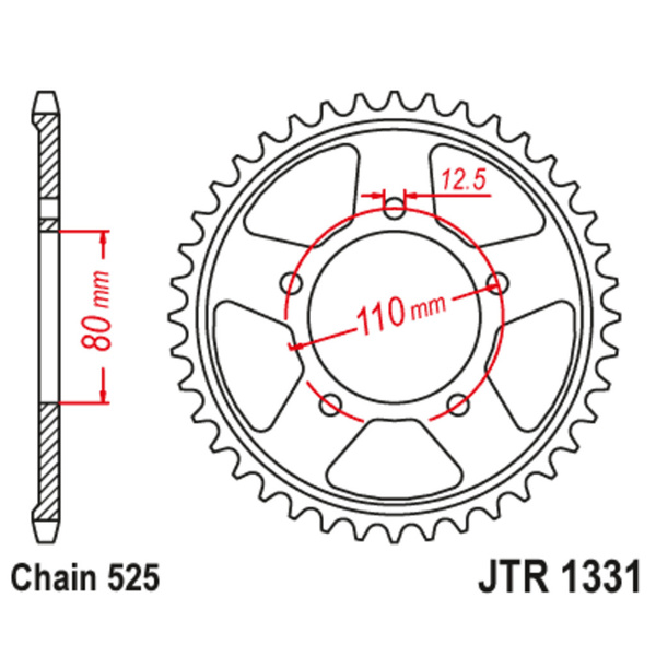 Звезда задняя (ведомая),(сталь) JT 1331.42 - купить по низким ценам в интернет-магазине OZON ...
