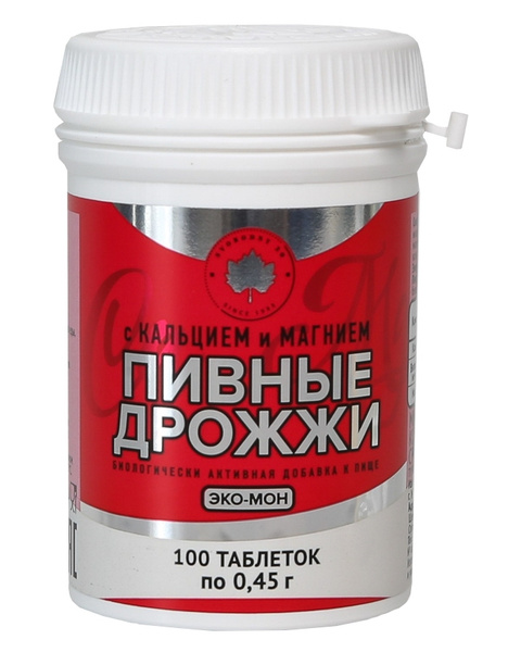 Пивные дрожжи ЭКО-МОН с Кальцием и Магнием 100 табл. - купить с ...