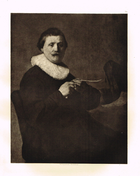 Портрет каллиграфа Ливена Виллемса Коппеноля. Рембрандт Харменс ван Рейн. Гелиогравюра, 1897 год ...