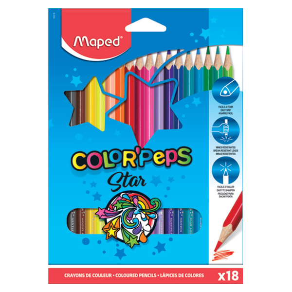 Карандаши цветные MAPED (Франция) "Color'Peps Star", 18 цветов ...