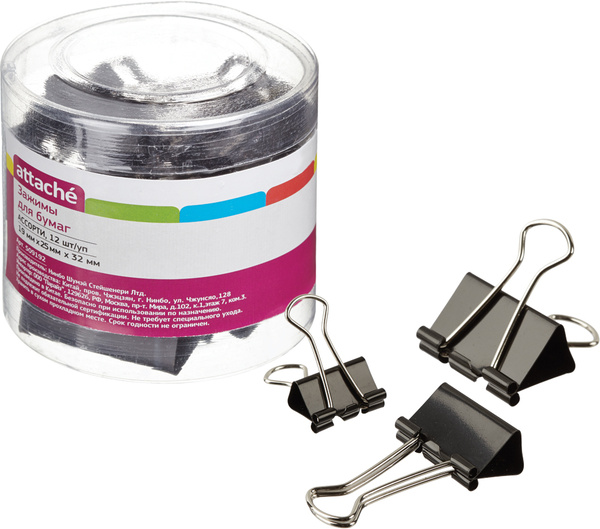 Зажим для бумаги Attache 32 мм, 12 шт. - купить с доставкой по выгодным ценам в интернет ...