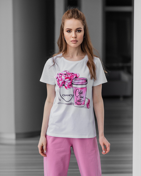 Футболка SAHAR art lab, размер 54, цвет белый, черный, 95% хлопок, 5% лайкра - купить по ...