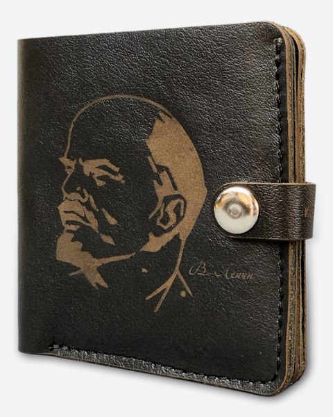 Кошелек СССР мужской маленький из натуральной кожи KAZA Mancube Ленин черный - купить с ...