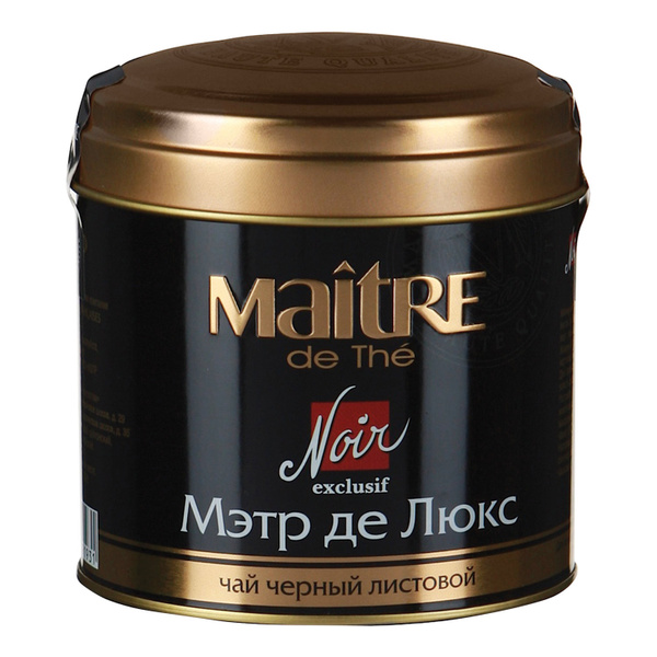 Чай MAITRE (Мэтр) "Мэтр де Люкс", черный, листовой, жестяная банка, 100 ...