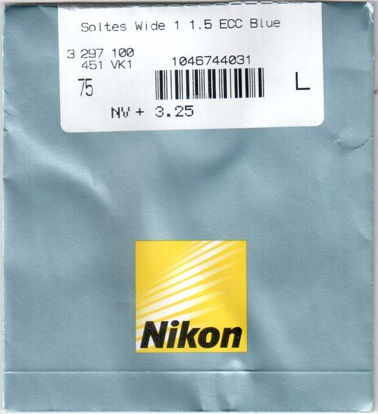 Правая +3.75 офисная линза для очков 1.50 Nikon Soltes Wide ECC Blue с ...