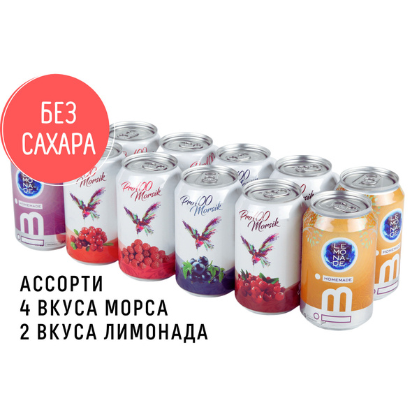 Ассорти из БиоЛимонадов и Морса без сахара , 0,33 л. * 12 шт. - купить ...