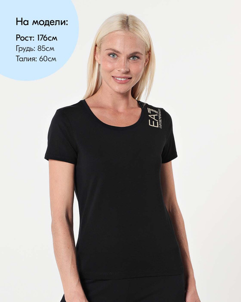 Футболка EA7, размер 46, 44, цвет черный, 95% хлопок, 5% эластан - купить по выгодной цене в ...
