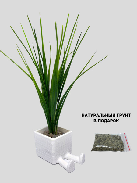 Купить Кашпо с осокой / Искусственная осока / Осока / Кашпо по выгодной ...