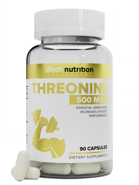 Треонин "L-threonine" 500mg 90 капсул, aTech nutrition, для набора ...