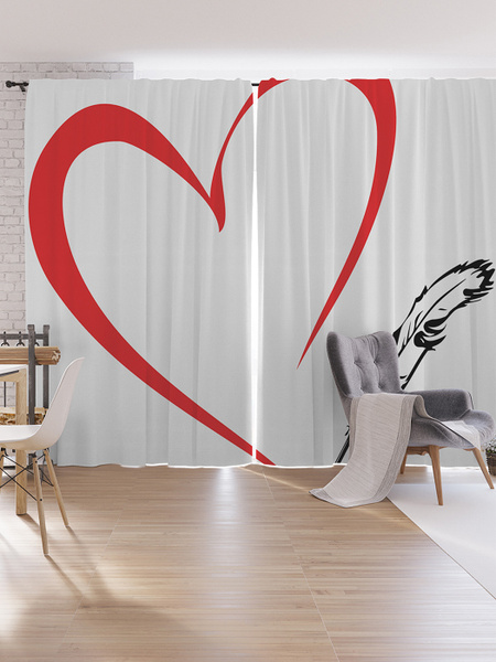 Фотошторы для кухни и спальни JoyArty Oxford DeLuxe "Любовное перо", 2 полотна со шторной лентой ...