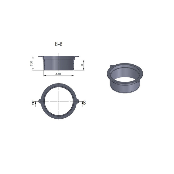 Патрубок DN110 A15 (для низкопрофильных лотков DN100 и DN150) 130*145*52 (9310101) - купить с ...