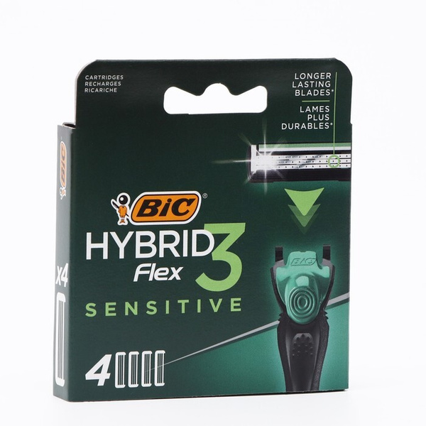Сменные кассеты для бритья Bic Hybrid 3 Sensitive, 4 штуки в упаковке ...