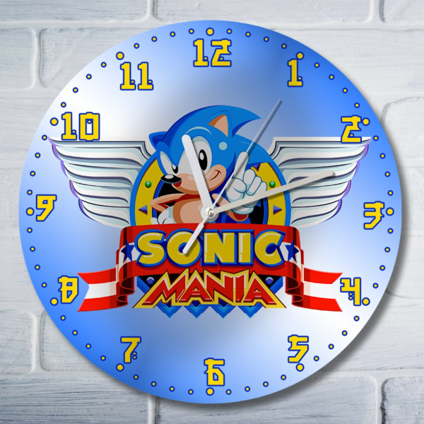 Настенные часы УФ игры Sonic Mania (соник мания, наклз, майлз, PS, Xbox ...