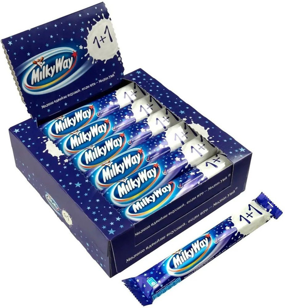 Шоколадный батончик Milky way 1+1, 18 шт. по 52 г - купить с доставкой ...