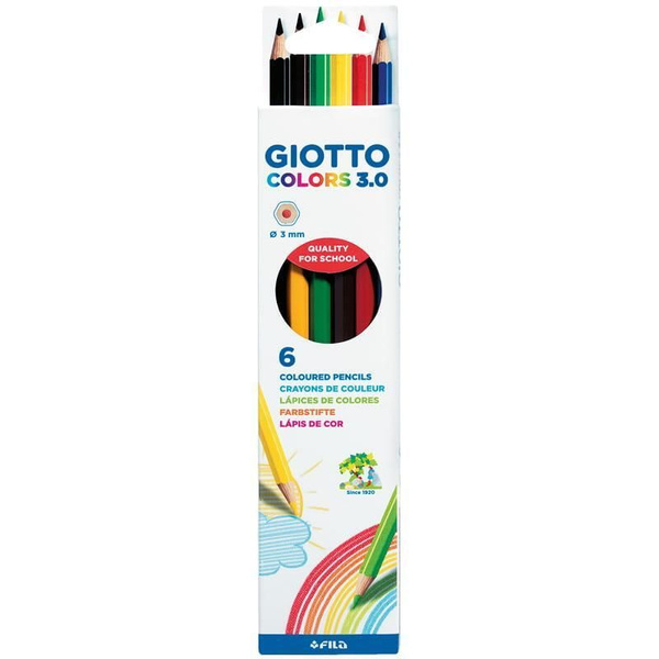 Набор карандашей цветных Giotto Colors, деревянные, шестигранные, 3 мм ...