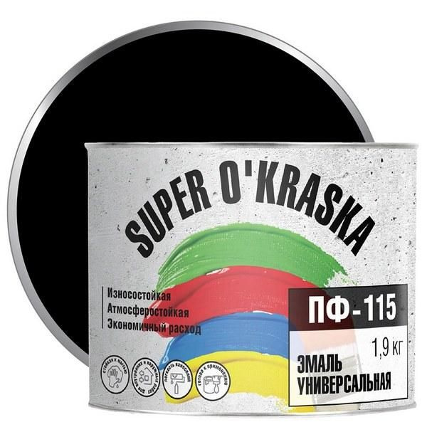 Эмаль Super Okraska пф 115 супер Гладкая, Алкидная, Глянцевое покрытие, черный - купить в ...