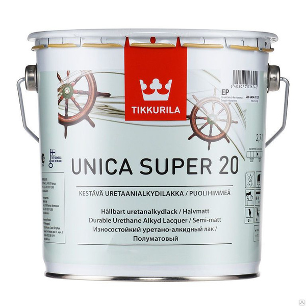 Лак строительный Tikkurila, основа Уретано-алкидная, работы Внутренние ...