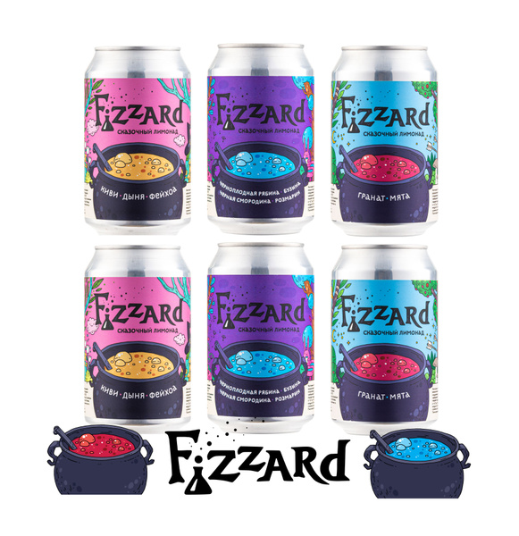 Лимонад Fizzard (Сказочный лимонад), Ассорти 3 вкуса (Киви-Дыня-Фейхоа ...