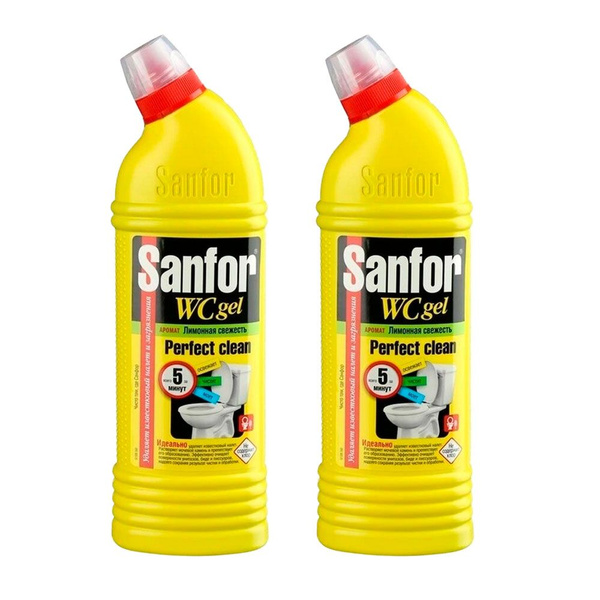 Средство для чистки и дезинфекции SANFOR WC Gel Лимонная свежесть 750мл (2шт) - купить с ...