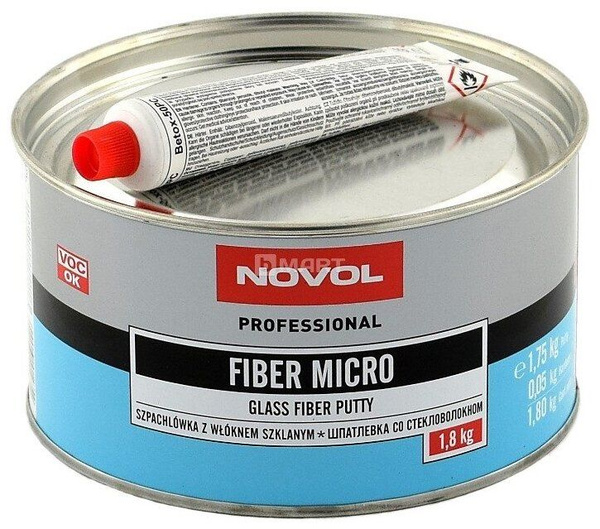 Шпатлёвка со стекловолокном NOVOL FIBER MICRO, зеленая, банка, 1.8кг купить на OZON по низкой ...