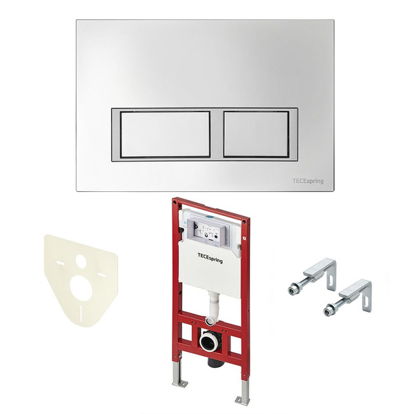 TECE Инсталляция для подвесного унитаза TECEspring с панелью смыва V, хром глянцевый. Комплект 4 ...