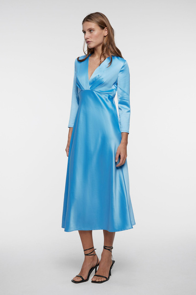 Платье миди атласное приталенное с V-вырезом и запахом Befree 2321796548-41-XS, Женский, На ...