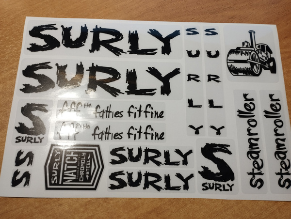 Характеристики Surly steamroller наклейки для велосипеда на раму черные ...