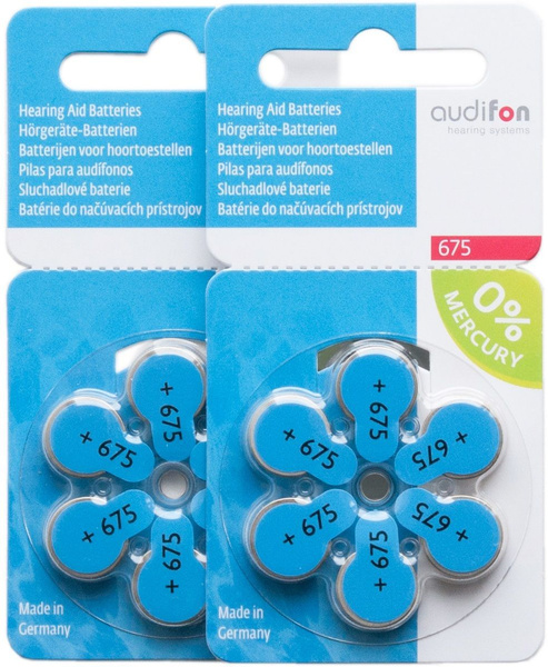 Батарейки для слуховых аппаратов Audifon 675 2 блистера, 12 батареек - купить с доставкой по ...