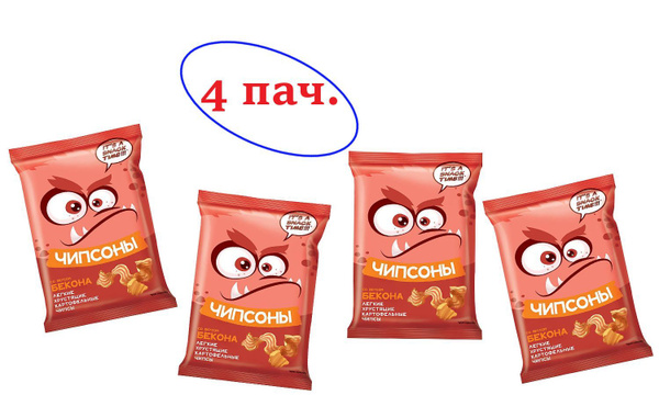 Чипсы Чипсоны со вкусом бекона, 40 г - 4 шт. - купить с доставкой по ...