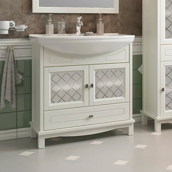 Тумба с раковиной Opadiris Омега 75 напольная, 76 см, классика, с ящиками, прованс, полукруглая ...