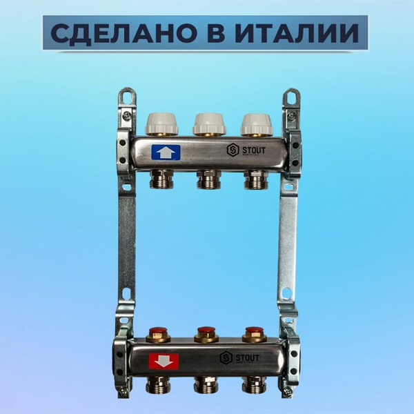 STOUT Коллектор из нержавеющей стали 3 выхода без расходомеров SMS 0922 ...