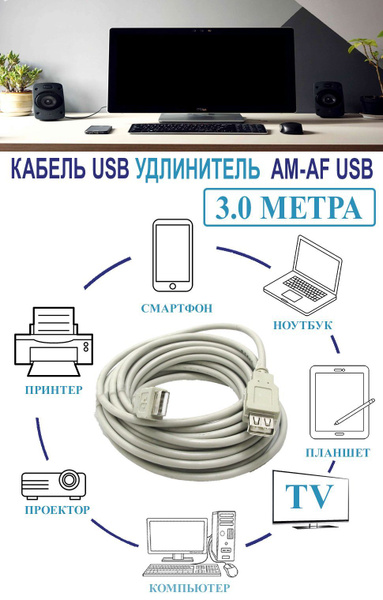 Кабель USB 2.0 PREMIER-AV Удлинитель USB 2.0 активный (с усилителем) 5 ...