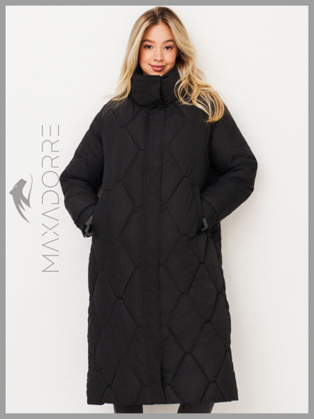 Пальто MAXADORRE, Демисезон, размер 48, цвет черный, Полиэстер - купить по выгодной цене в ...