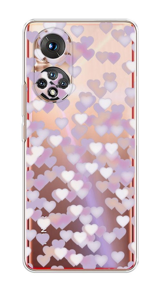 Силиконовый чехол на Huawei Nova 9 / Хуавей Нова 9 "Сиреневые сердечки ...