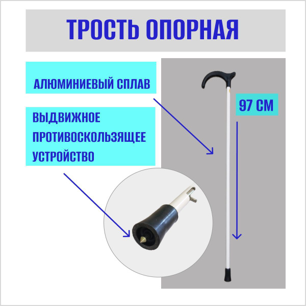 Трость опорная металлическая с УПС купить на OZON по низкой цене ...