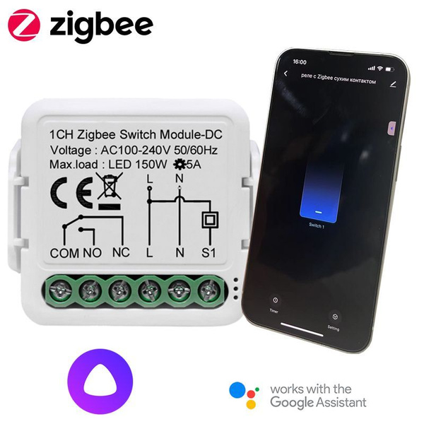 Умное реле с Zigbee, сухим контактом, Яндекс Алисой, Марусей, Google ...