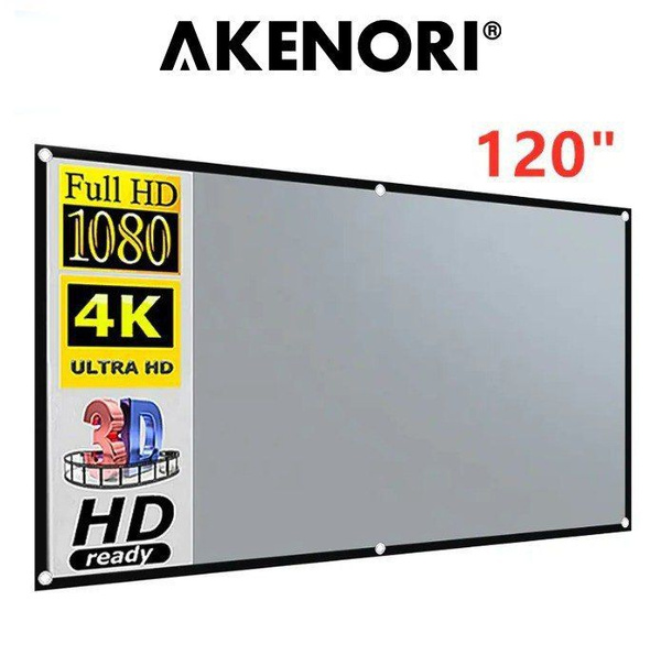 Экран для проектора 120 ДЮЙМОВ светоотражающий серый Akenori " 004 16:9 ...