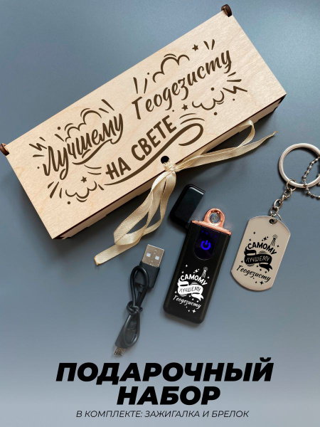 Подарочный набор 2 в 1 женский, мужской, электронная зажигалка и брелок ...