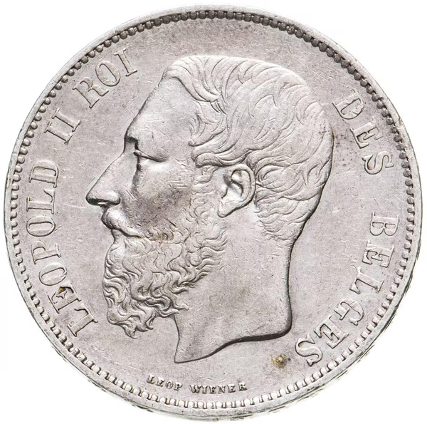 Бельгия 5 франков 1867-1876 гг., серебряная монета, 750 проба Леопольда II купить на OZON по ...