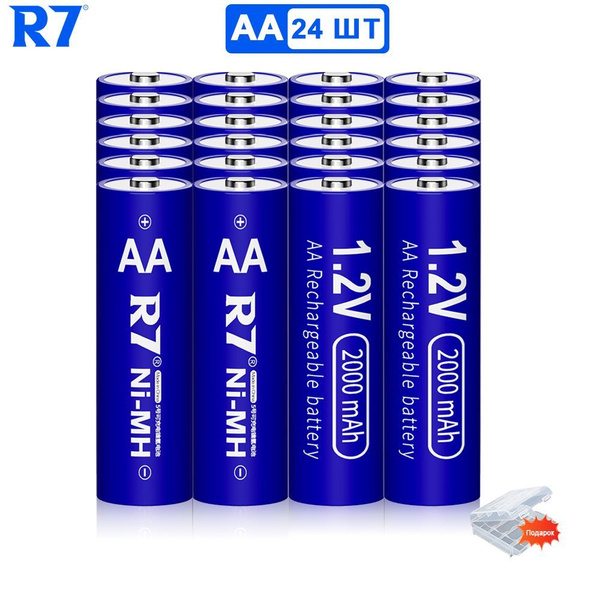 24шт.Аккумуляторные батарейки HR6, Ni-MH, тип АА, 2000 мАч, 1,2 вольт ...